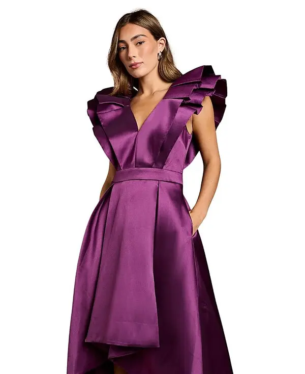 Coast Frill Sleeve V-neck Midi Dress - Purple