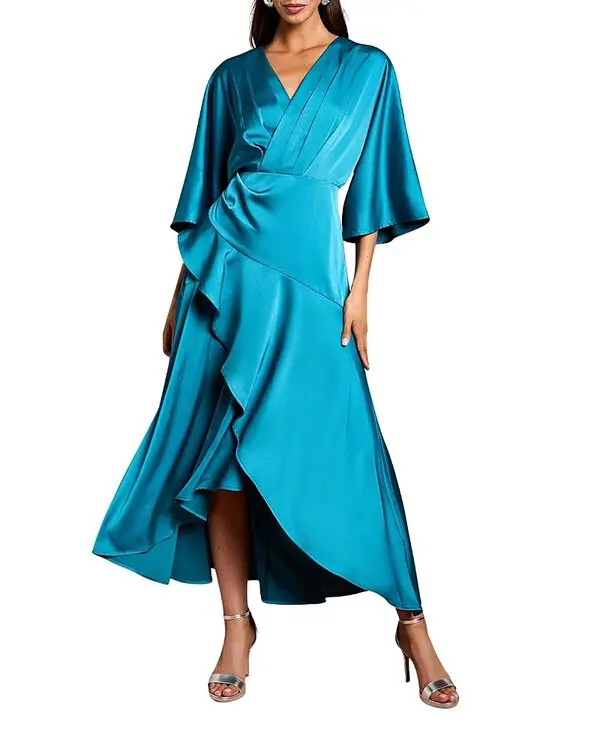 Coast Satin Crepe Ruffle Wrap Midi Dress