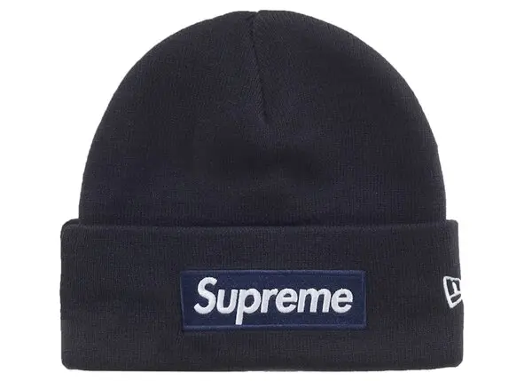 Supreme New Era Box Logo Beanie - Navy Blue