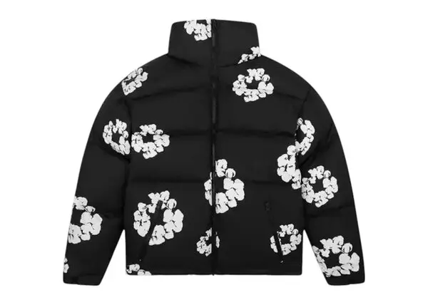 DENIM TEARS Cotton Wreath Puffer Jacket - Black