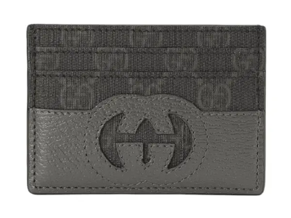 Gucci Interlocking Gg Supreme Cutout Card Case - Black/grey