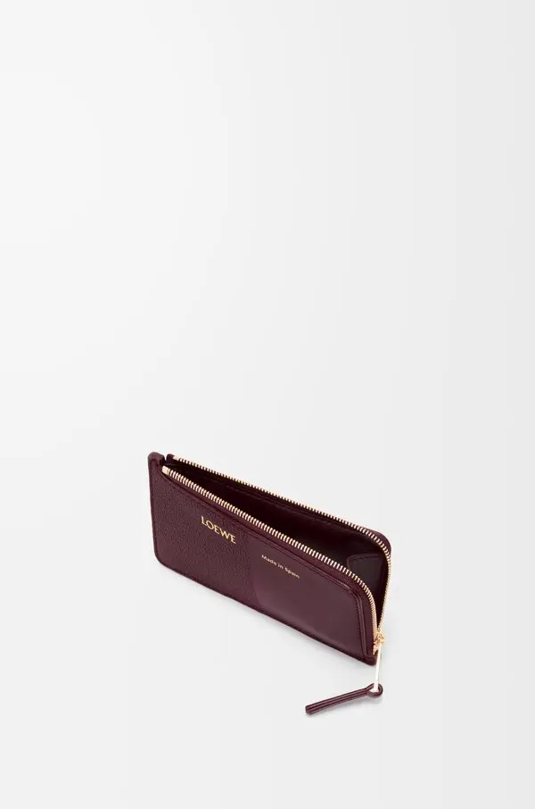 Loewe Coin Cardholder In Smooth And Grained Leather Skin - Dark Burgundy