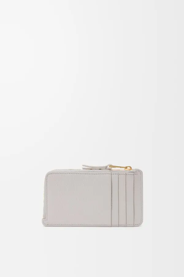 Loewe Coin Cardholder In Smooth And Grained Leather Skin - Light Ghost Grey