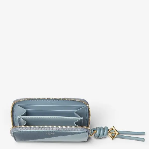 Fendi Ff Diamonds Zip Around Mini - Light Blue