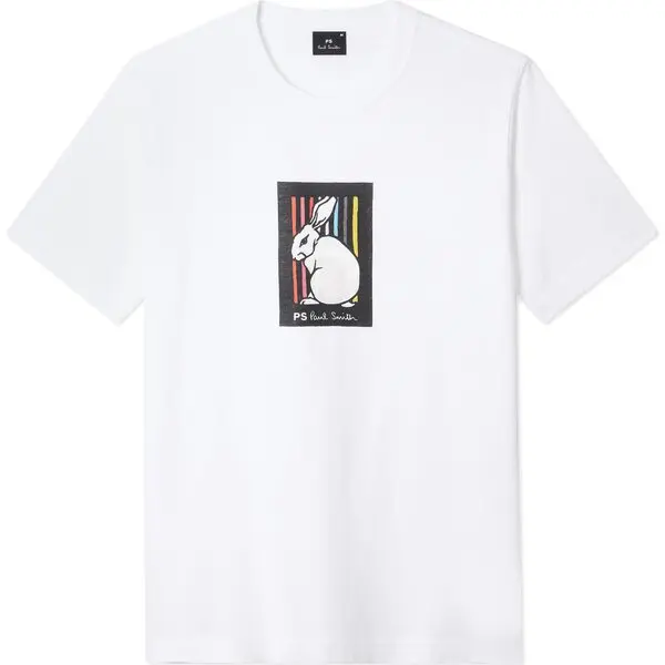 Paul Smith Regular Fit Rabbit Organic Cotton Graphic T-shirt - White