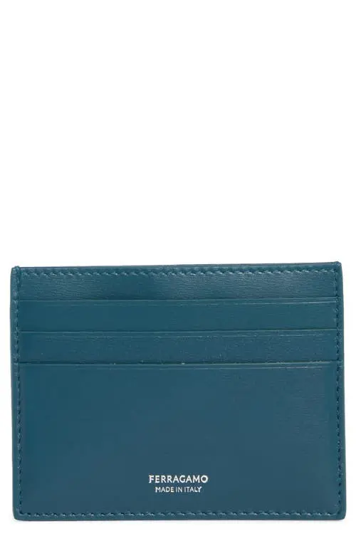 FERRAGAMO Classic Leather Card Case - Titanic Blue Nero