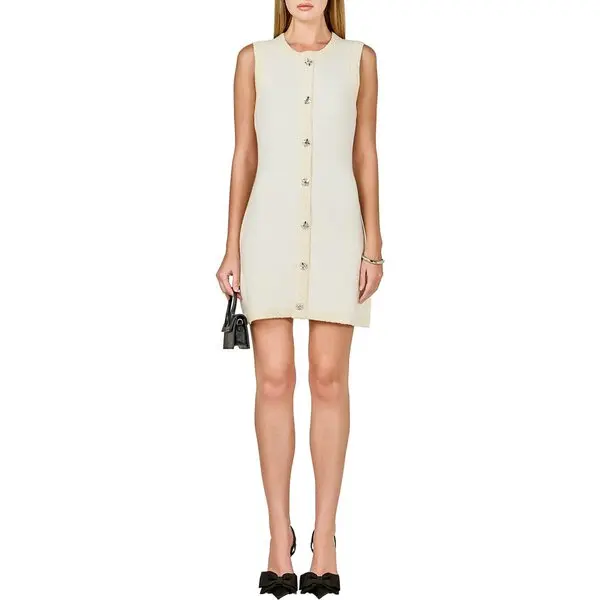 Endless Rose Sequin-trimmed Rib Mini Dress - Ivory