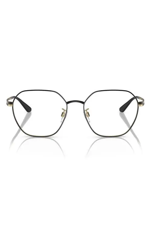 Emporio Armani 55mm Round Optical Glasses - Shiny Black/demo Lens