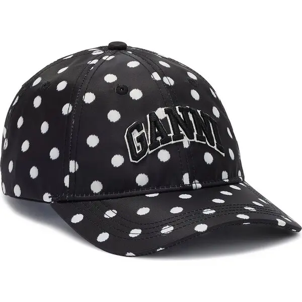 GANNI Logo Embroidered Recycled Nylon Baseball Cap - Black
