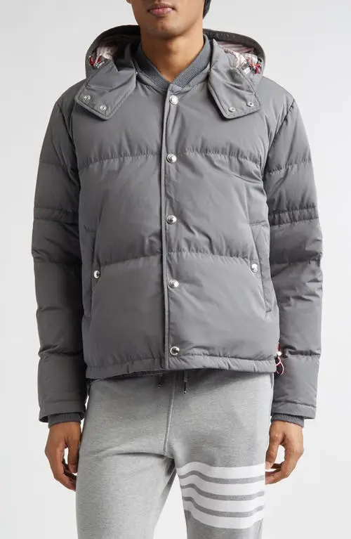 Thom Browne Down Bomber Puffer Jacket With Removable Hood