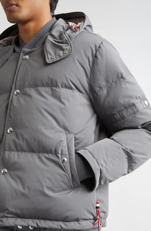 Thom Browne Down Bomber Puffer Jacket With Removable Hood