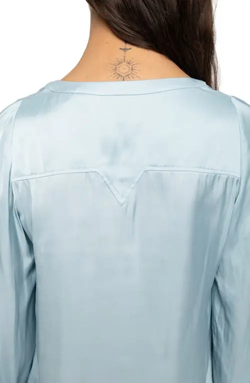 Zadig&Voltaire Torny Satin Split Neck Top - Sky
