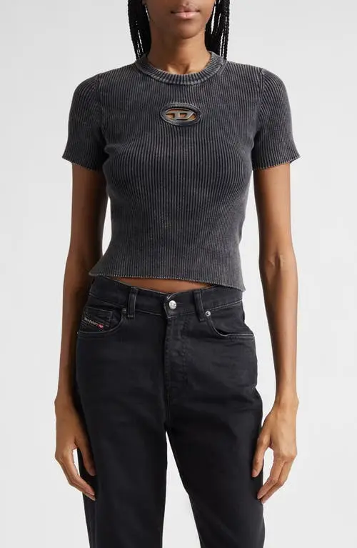 DIESEL® M-anchor-a Short Sleeve Rib Sweater - Black