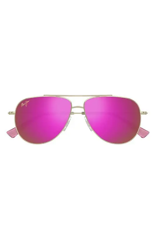 Maui Jim Hauloli Xs 56mm Polarized Aviator Sunglasses - Gold Pink