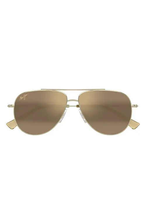 Maui Jim Hauloli Xs 56mm Polarized Aviator Sunglasses - Gold