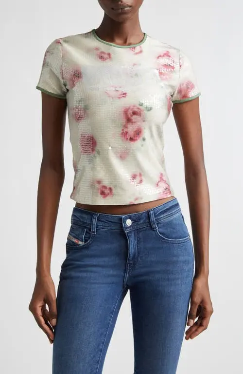 DIESEL® Unkyel Logo Sequin Floral T-shirt