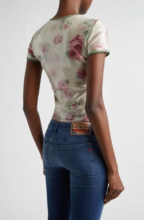 DIESEL® Unkyel Logo Sequin Floral T-shirt