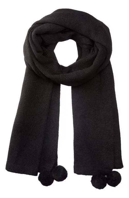 Lele Sadoughi After Party Pompom Baby Alpaca Blend Scarf - Jet