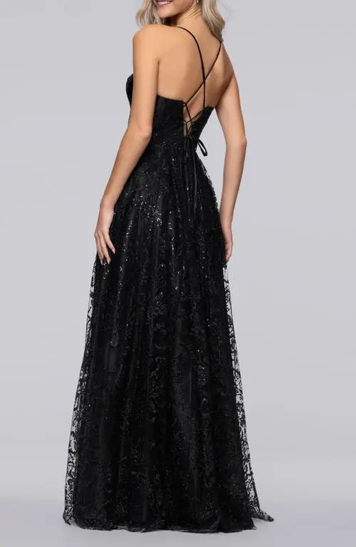 BLONDIE NITES Sequin And Mesh Gown - Black