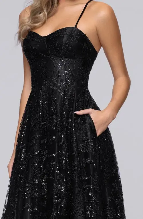 BLONDIE NITES Sequin And Mesh Gown - Black