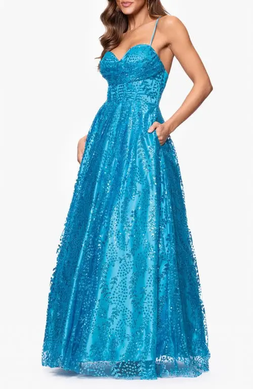 BLONDIE NITES Glitter Dot & Leaf Ballgown