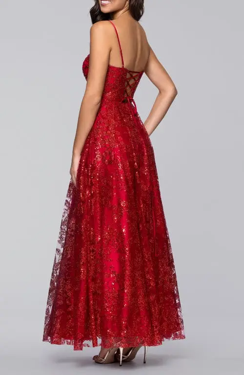 BLONDIE NITES Sequin Corset Gown - Red
