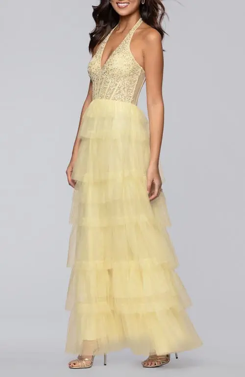 BLONDIE NITES Tiered Mesh Gown