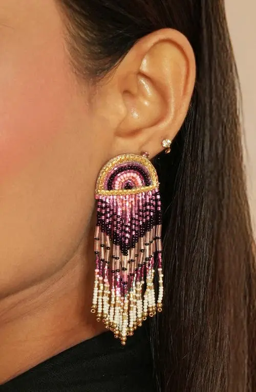 Deepa Gurnani Lisander Beaded Fringe Drop Earrings