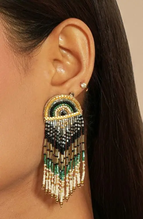 Deepa Gurnani Lisander Beaded Fringe Drop Earrings