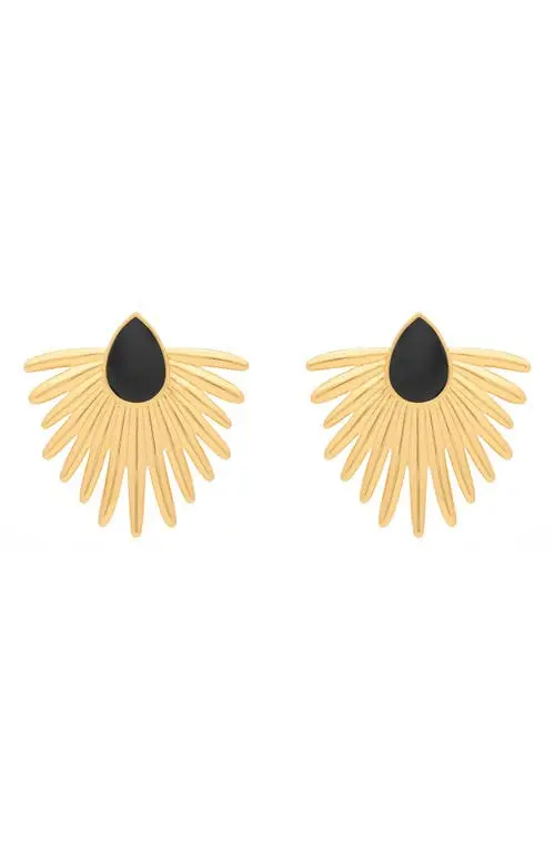 ST. MORAN Onyx Deco Statement Drop Earrings - Black