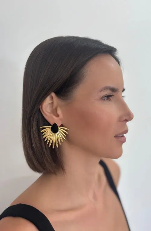ST. MORAN Onyx Deco Statement Drop Earrings