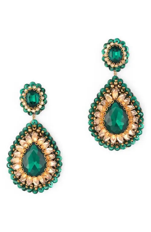 Deepa Gurnani Sisina Crystal Teardrop Earrings