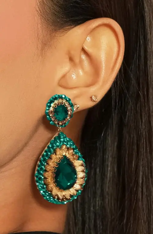 Deepa Gurnani Sisina Crystal Teardrop Earrings