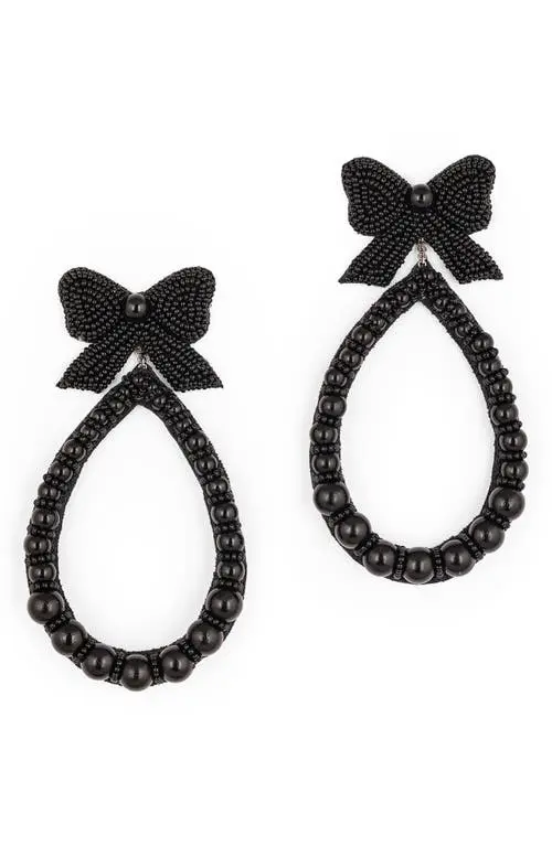 Deepa Gurnani Darana Beaded Bow Drop Earrings - Black