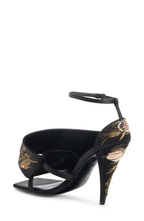 Givenchy Twisted Ribbon Embroidered Ankle Strap Sandal