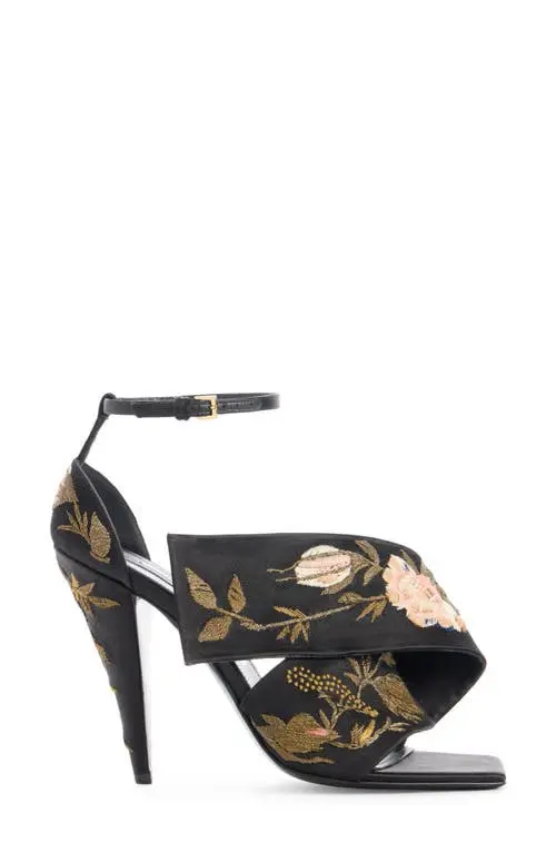 Givenchy Twisted Ribbon Embroidered Ankle Strap Sandal