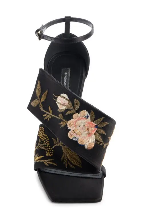Givenchy Twisted Ribbon Embroidered Ankle Strap Sandal