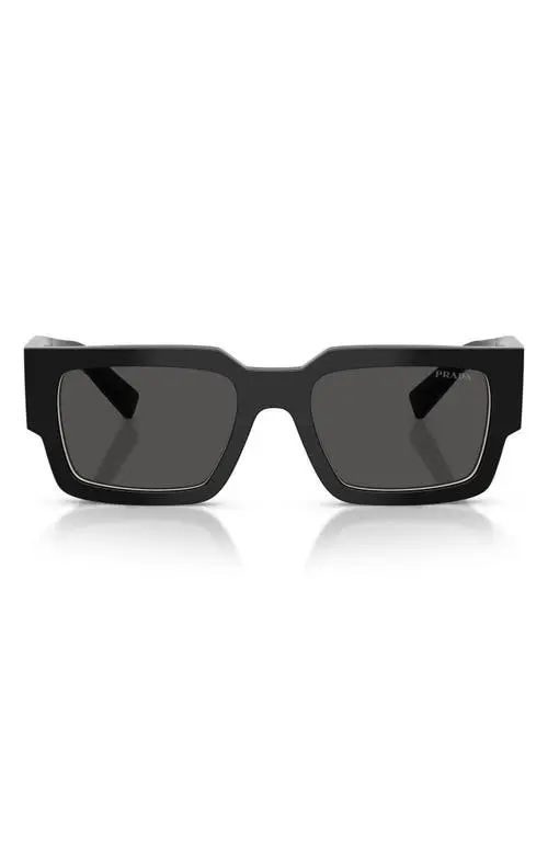 Prada 55mm Rectangular Sunglasses - Black/talc/dark Grey
