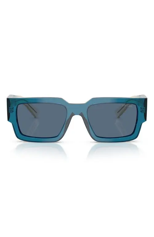 Prada 55mm Rectangular Sunglasses - Blue/dark Blue