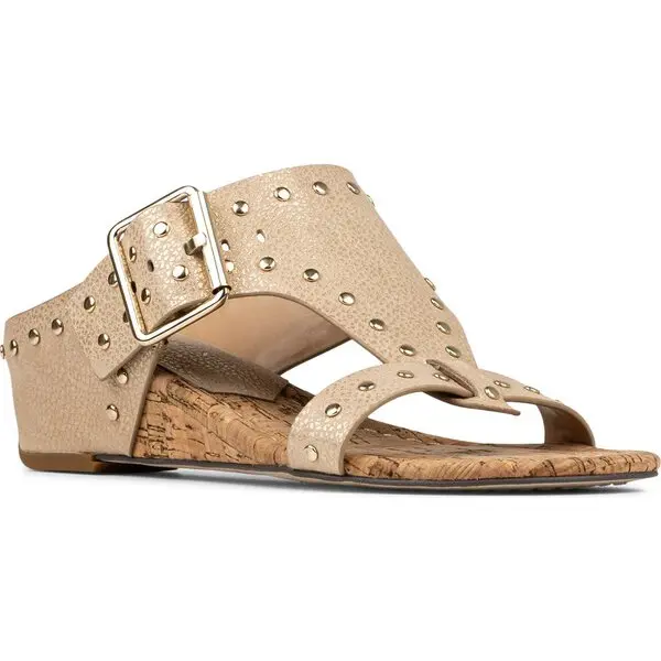 DONALD PLINER Buckle Wedge Sandal - Platinum