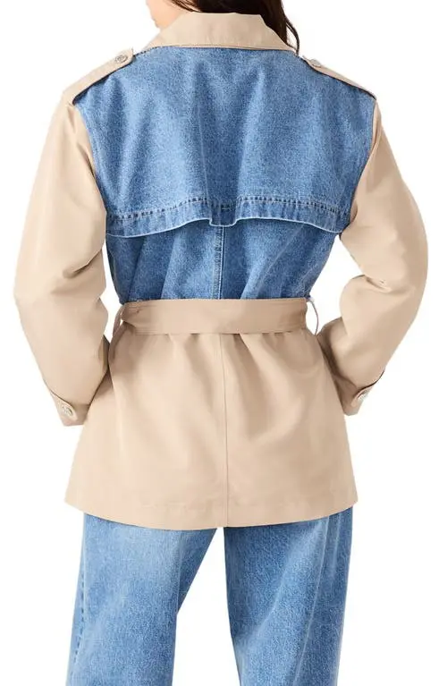 Steve Madden Shyla Denim Trim Double-breasted Jacket