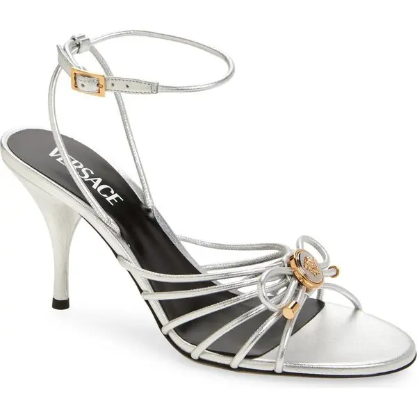 Versace Opera Bow Strappy Sandals - Silverersace Gold