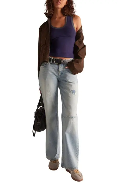 Free People Intimately Fp Longer Days Ribbed Tank - Peacoat