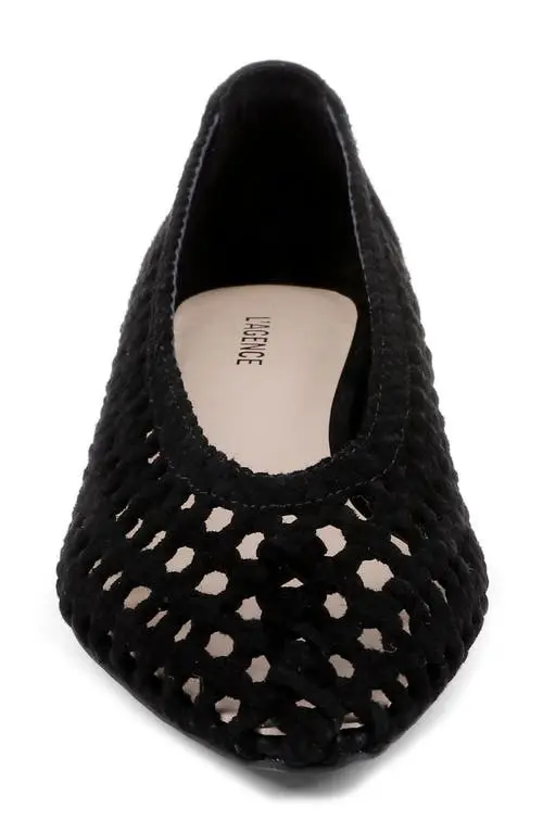 L'Agence Alsace Woven Snip-toe Pumps - Black Suede