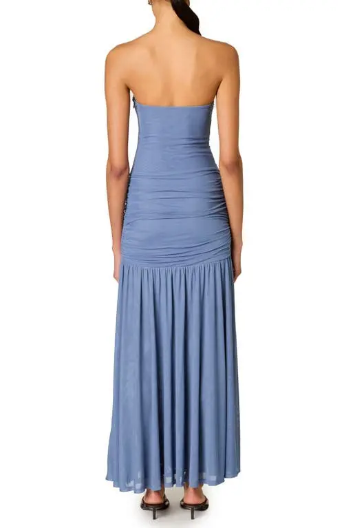 NIA Abbott Kinney Strapless Maxi Dress - Slate Blue