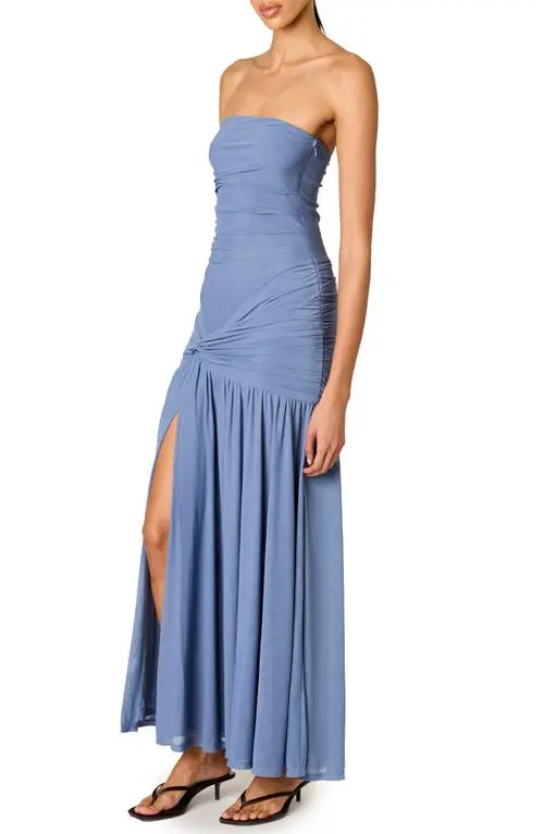NIA Abbott Kinney Strapless Maxi Dress - Slate Blue