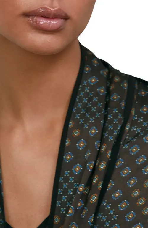 REISS Foulard Print Tie-front Button-up Shirt