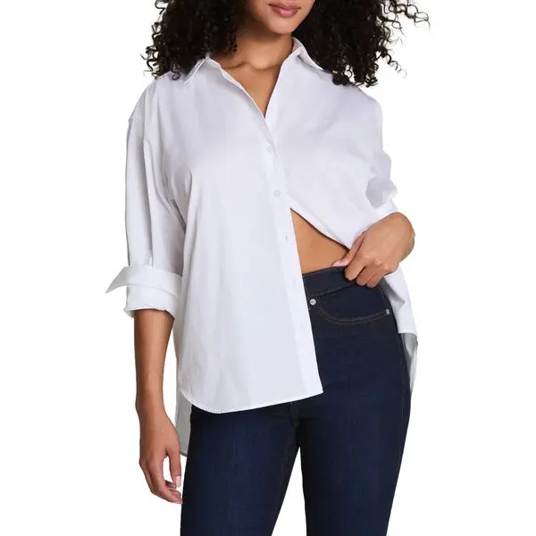 Spanx Relaxed Fit Poplin Button-up Shirt - Classic White