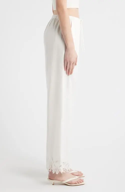 Rails Emmie Cotton & Linen Drawstring Pants - White Palm Embroidery