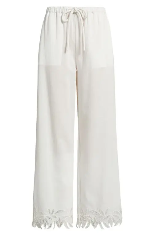 Rails Emmie Cotton & Linen Drawstring Pants - White Palm Embroidery